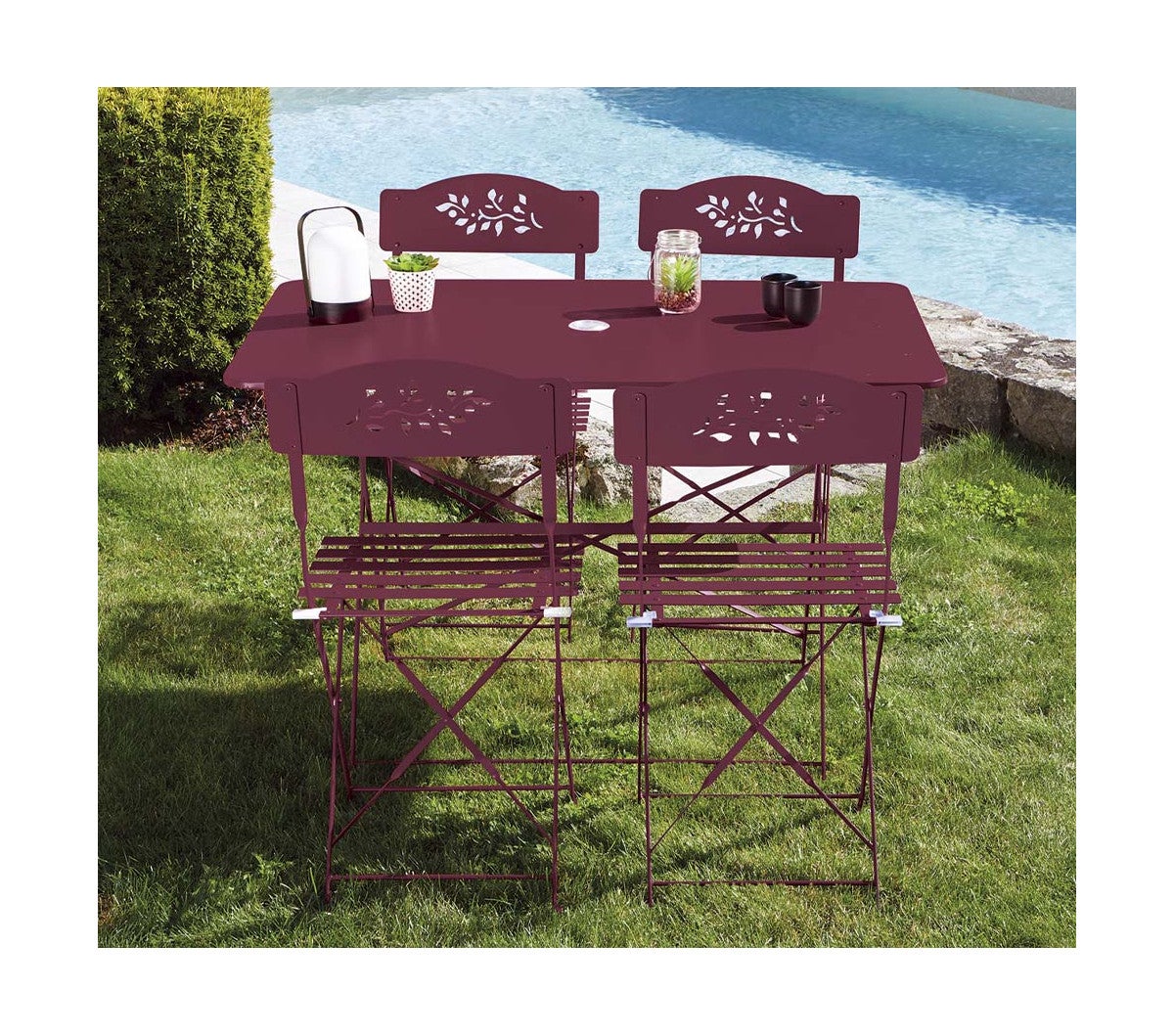 VENONE - Ensemble table et chaises de jardin - 4 places - Bordeaux ...
