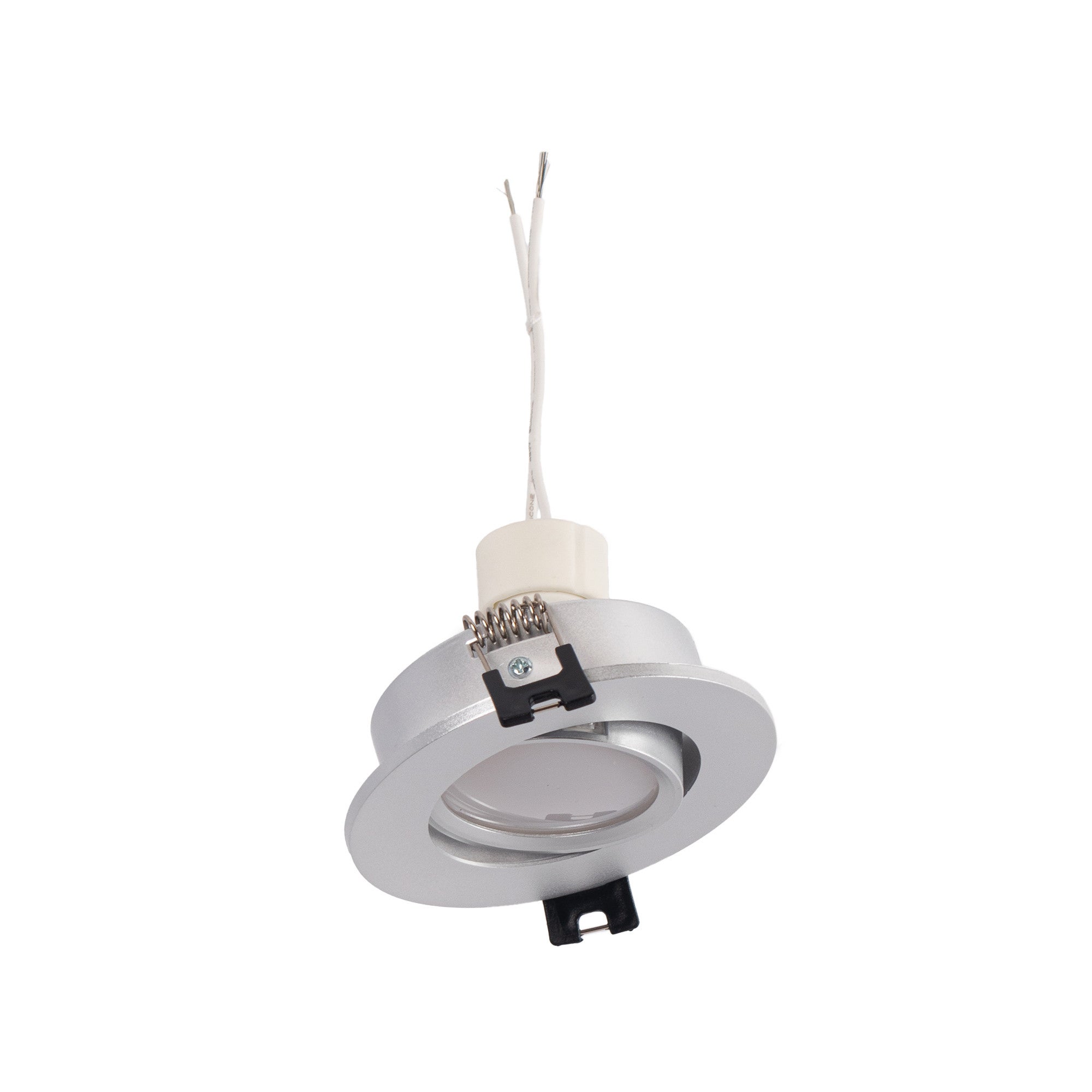 KIT x 10 - Aro downlight basculante color plateado Ø90mm + Bombilla ...