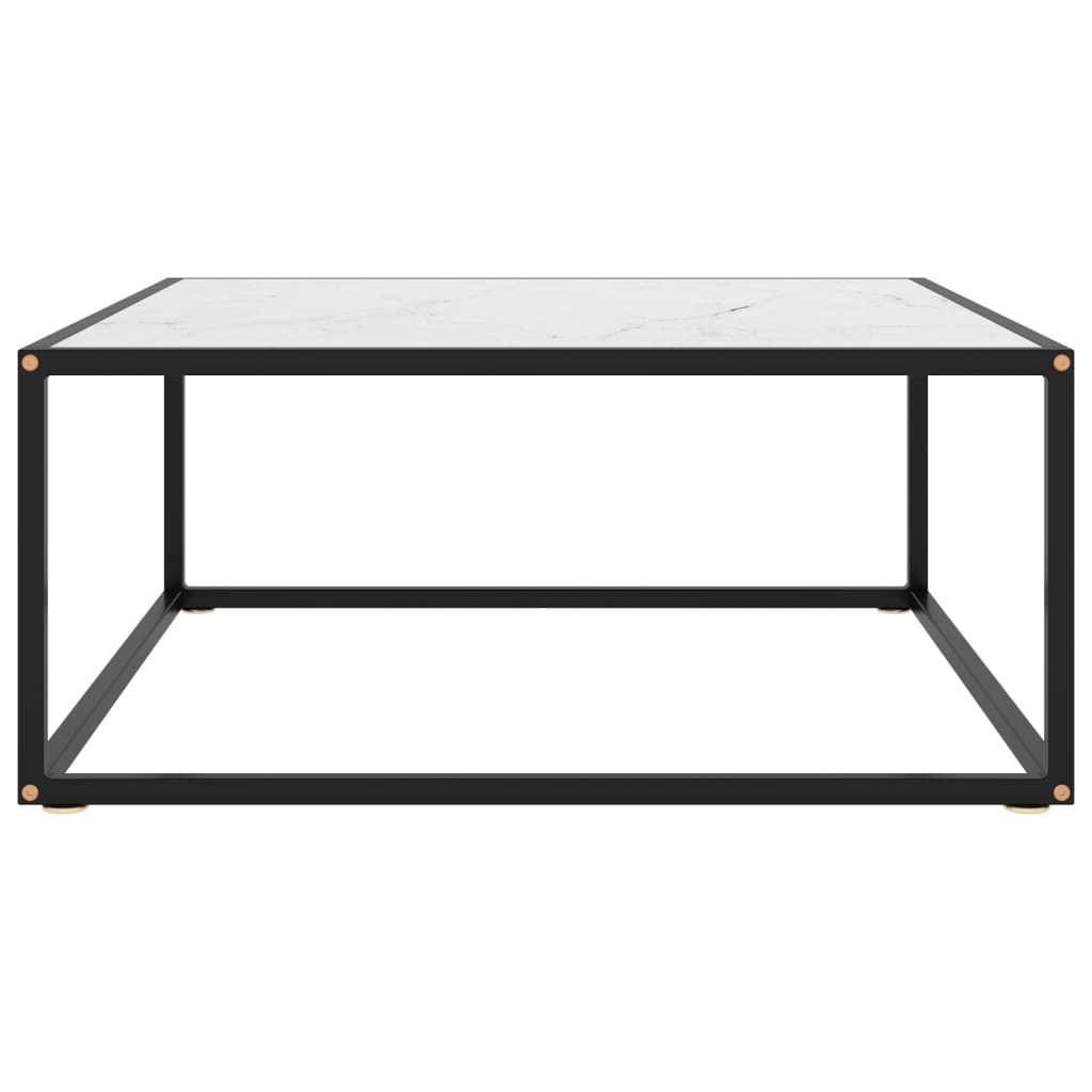 Table basse Noir avec verre marbre blanc 80x80x35 cm | Leroy Merlin
