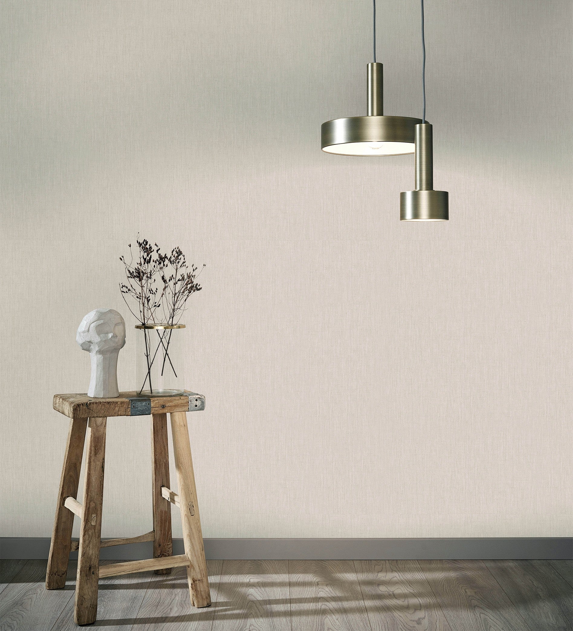 Papel pintado efecto textil beige con textura en relieve - Renzo ...