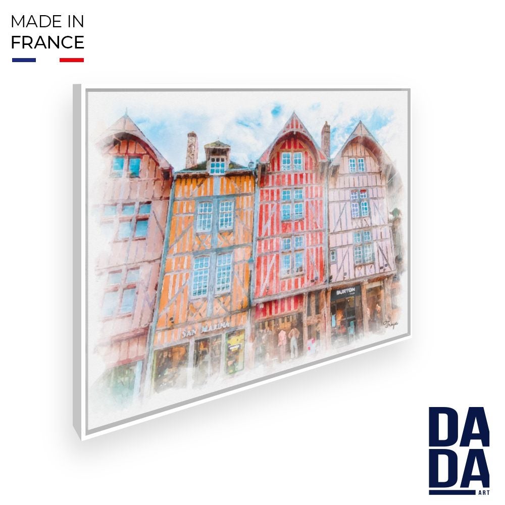 Tableau Architecture de Troyes / 45x60cm / Cadre Blanc / Fabriqué en ...