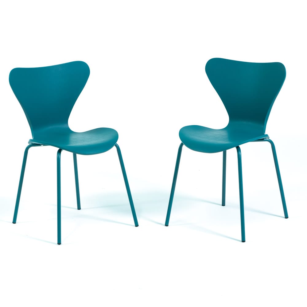 Conjunto De 2 Sillas Nina Color Turquesa Con Carcasa De Resina Y Patas