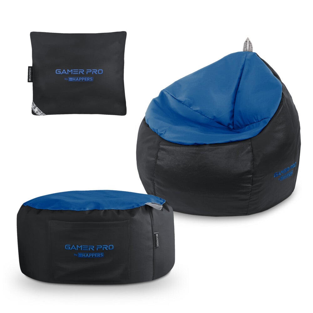 Pack Gamer Junior Bleu : Puff Gamer JUNIOR + Repose-pieds + Coussin ...
