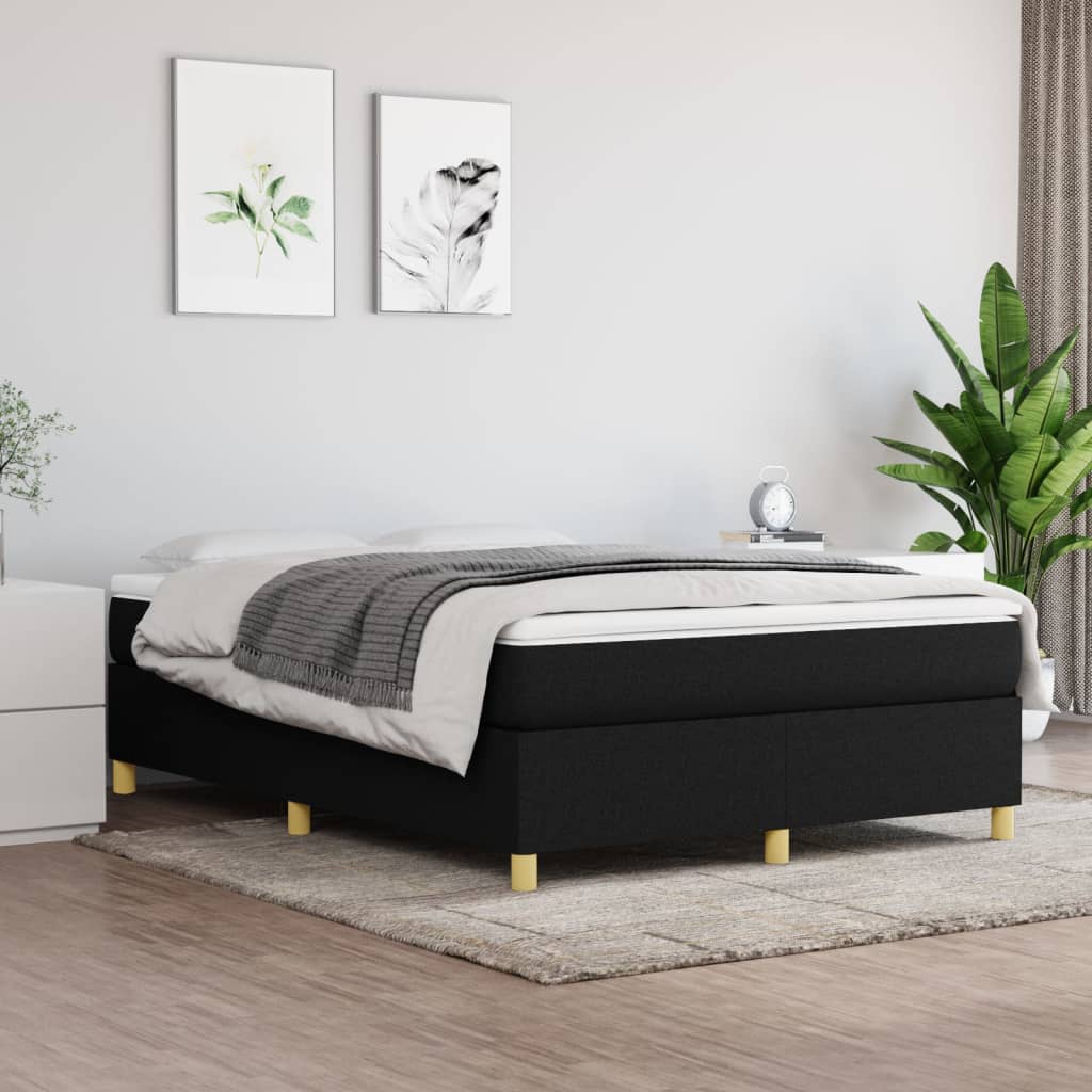 Lit à sommier tapissier avec matelas Noir 140x190 cm Tissu | Leroy Merlin