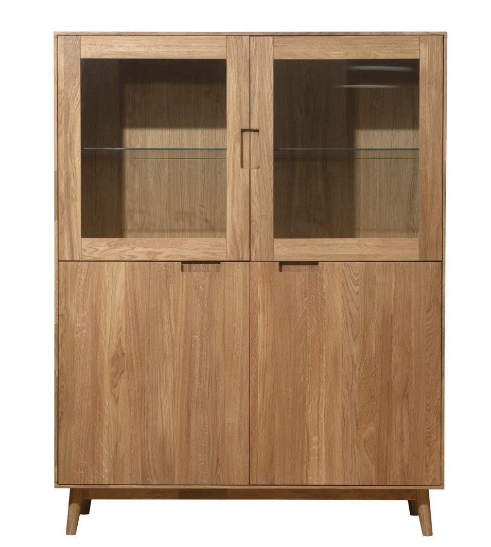 Bahut avec vitrine en bois de chêne massif Kundy | Leroy Merlin