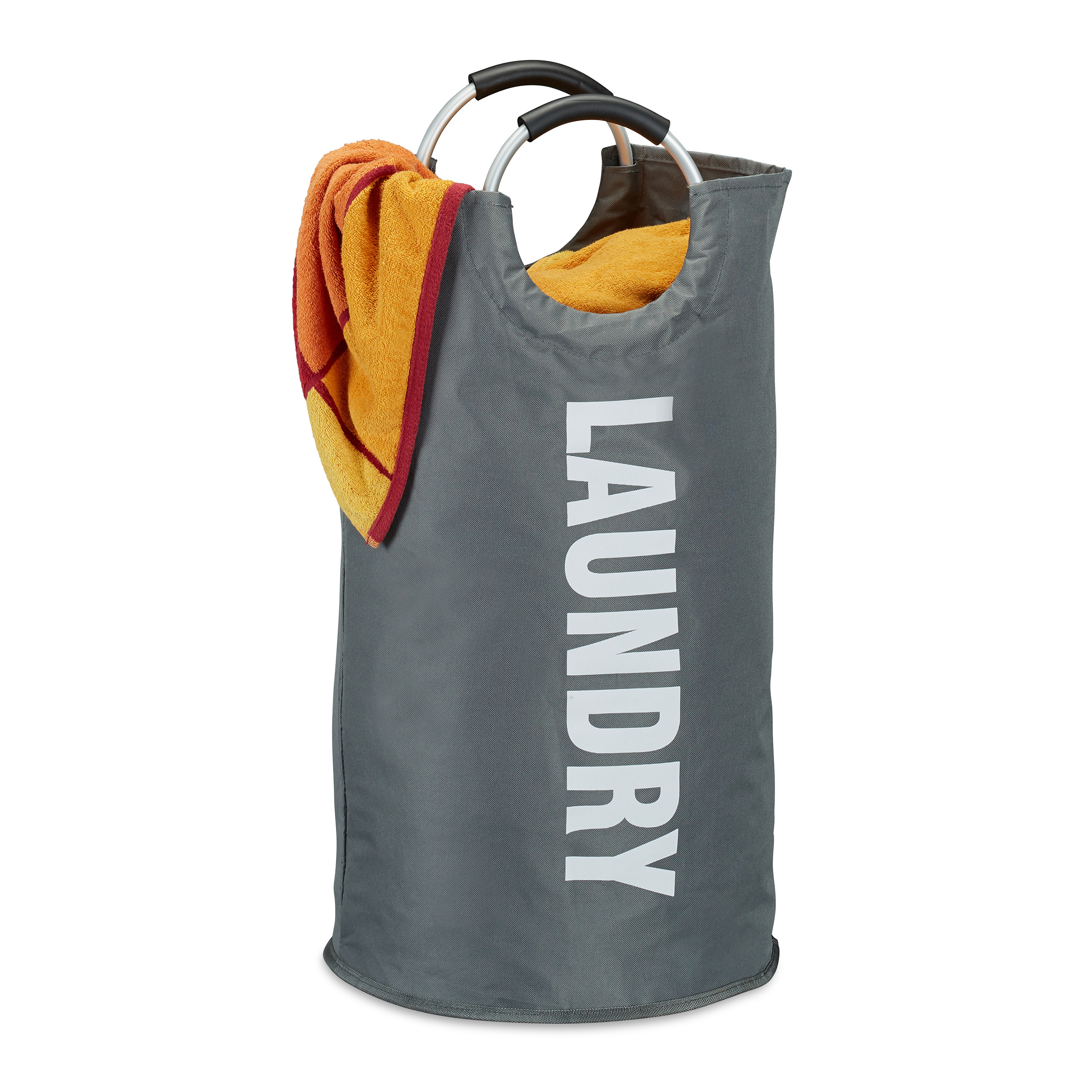 Relaxdays Sac à linge pliable avec anse 60 litres panier rond corbeille ...