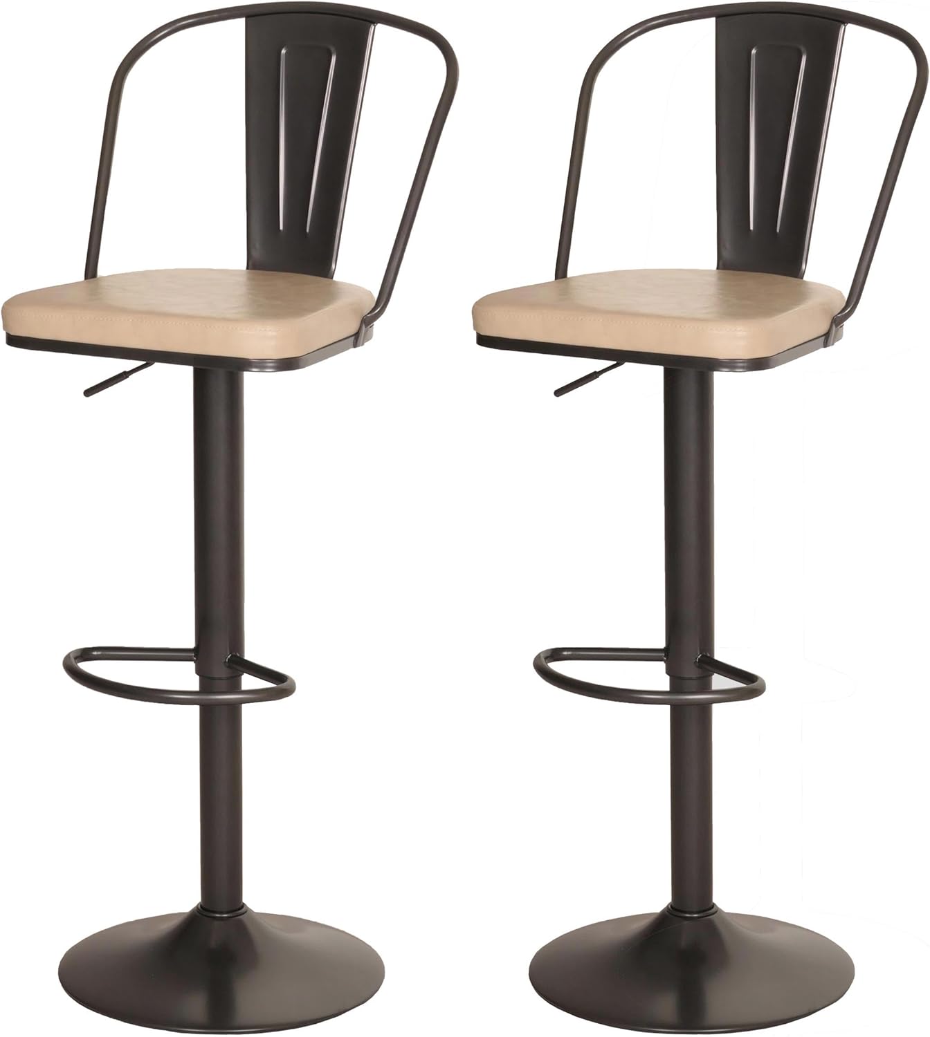 Ensemble de 2 tabourets de bar chaise haute réglable en hauteur rotatif ...