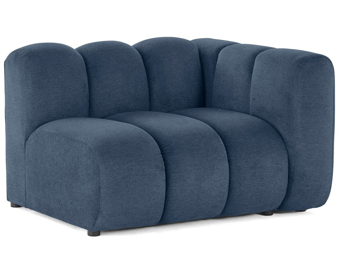 Canapé modulable 1 places angle droit en tissu texturé bleu - DEBBIE ...