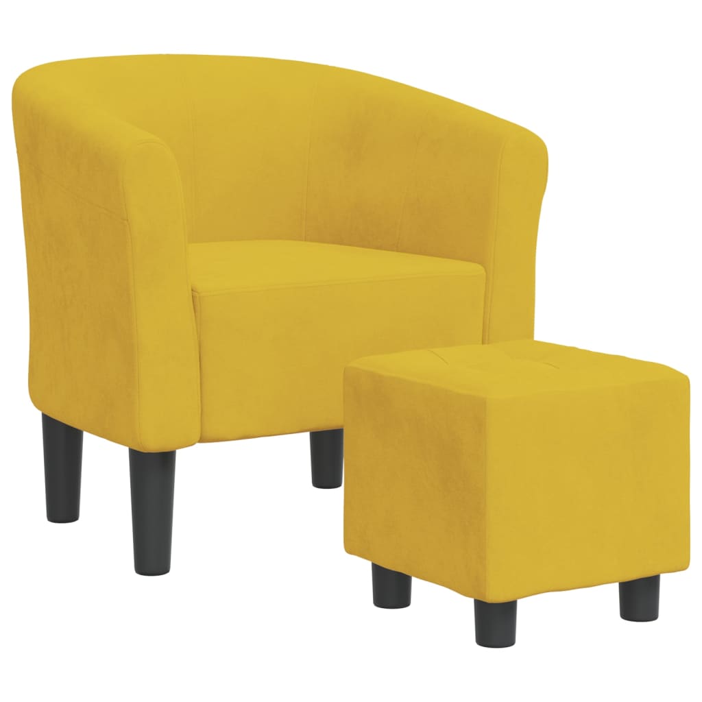 Chaise de salon | Chaise cabriolet avec repose-pied jaune velours ...