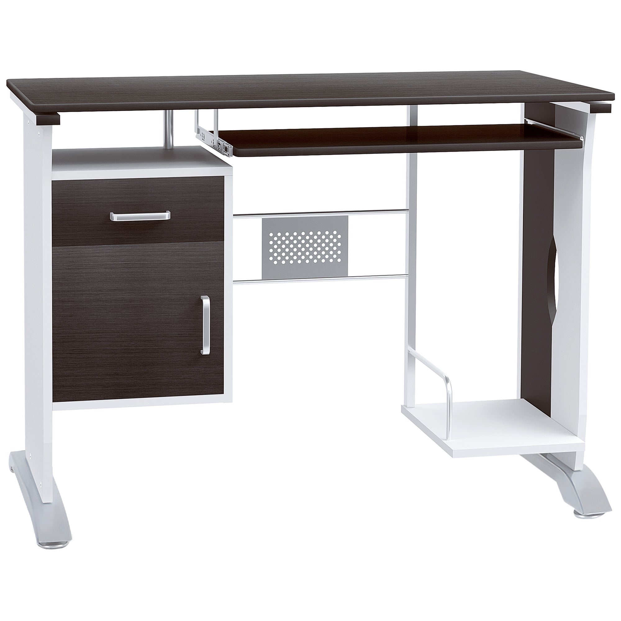 Bureau informatique design 100 x 52 x 75 cm brun noir et blanc | Leroy ...