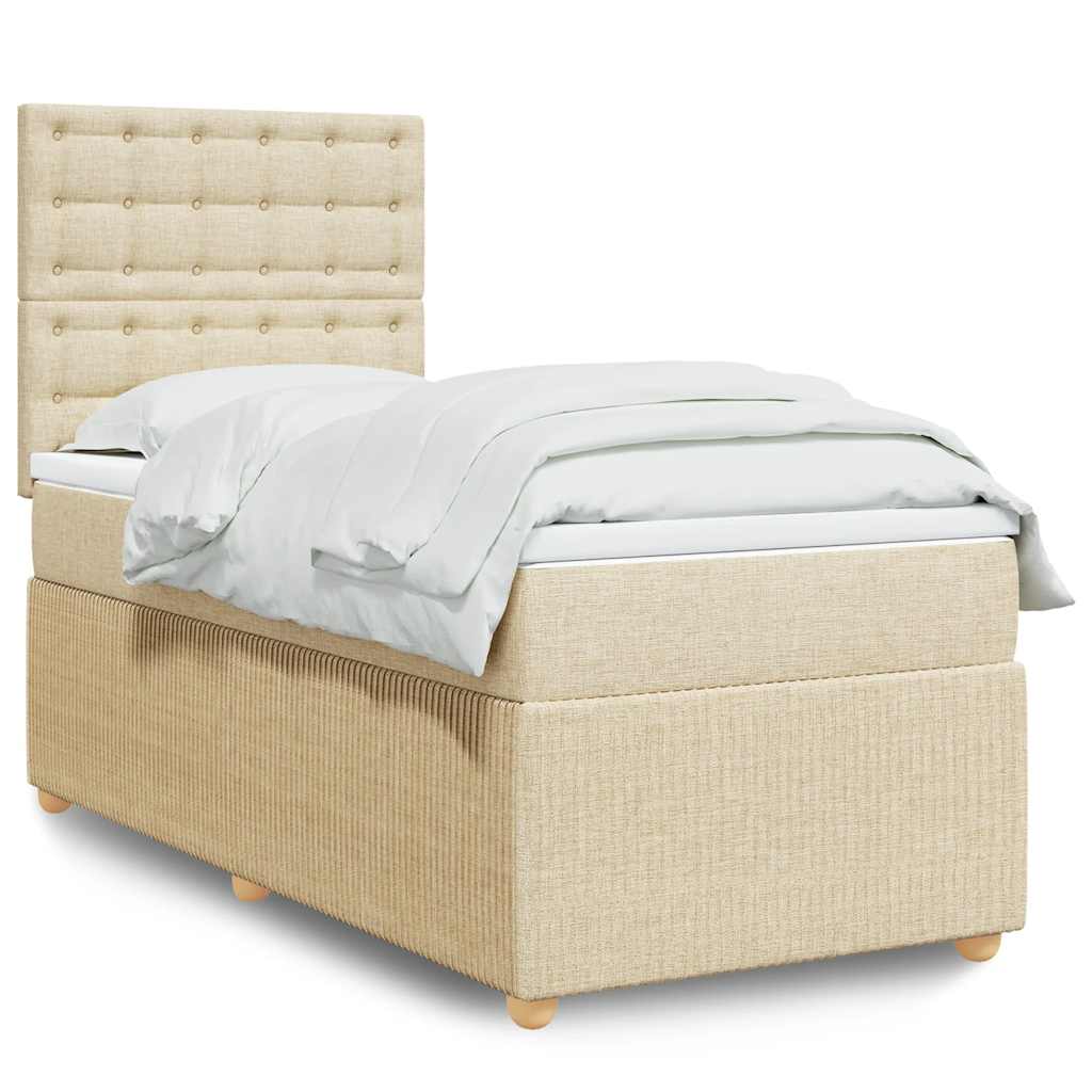 Cama box spring con colchón tela color crema 100x200 cm | Leroy Merlin