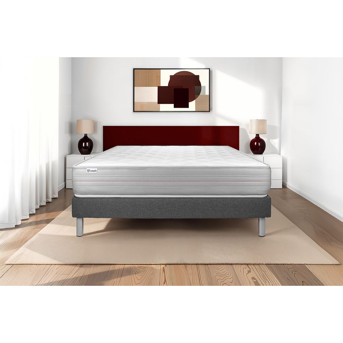 Ensemble matelas 90 x 200 cm VITALMEMO - Mousse polyuréthane à mémoire de forme - Ep : 18 cm ...