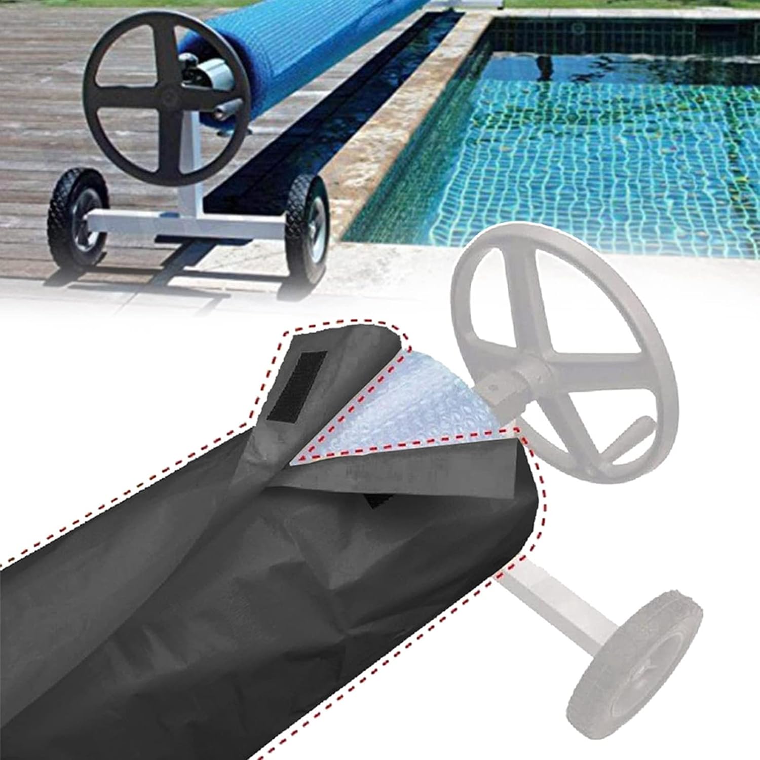 Enrouleur de Couverture Solaire, Housse de Protection Enrouleur ...