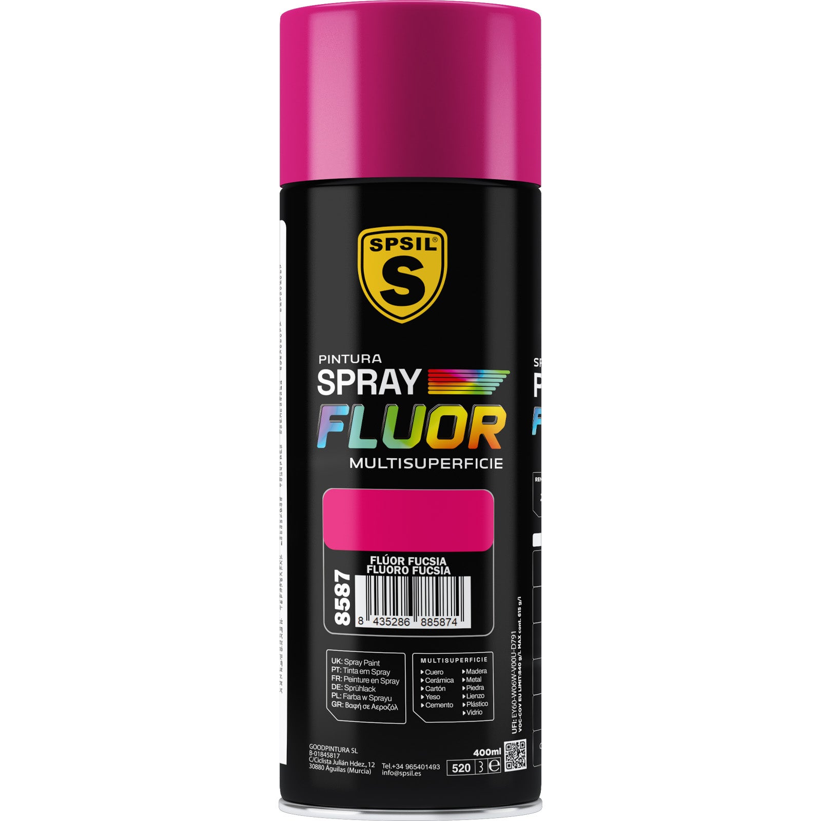 Pintura en Spray Fluorescente "FLUOR" SPSIL Fucsia Flúor 200ml ...