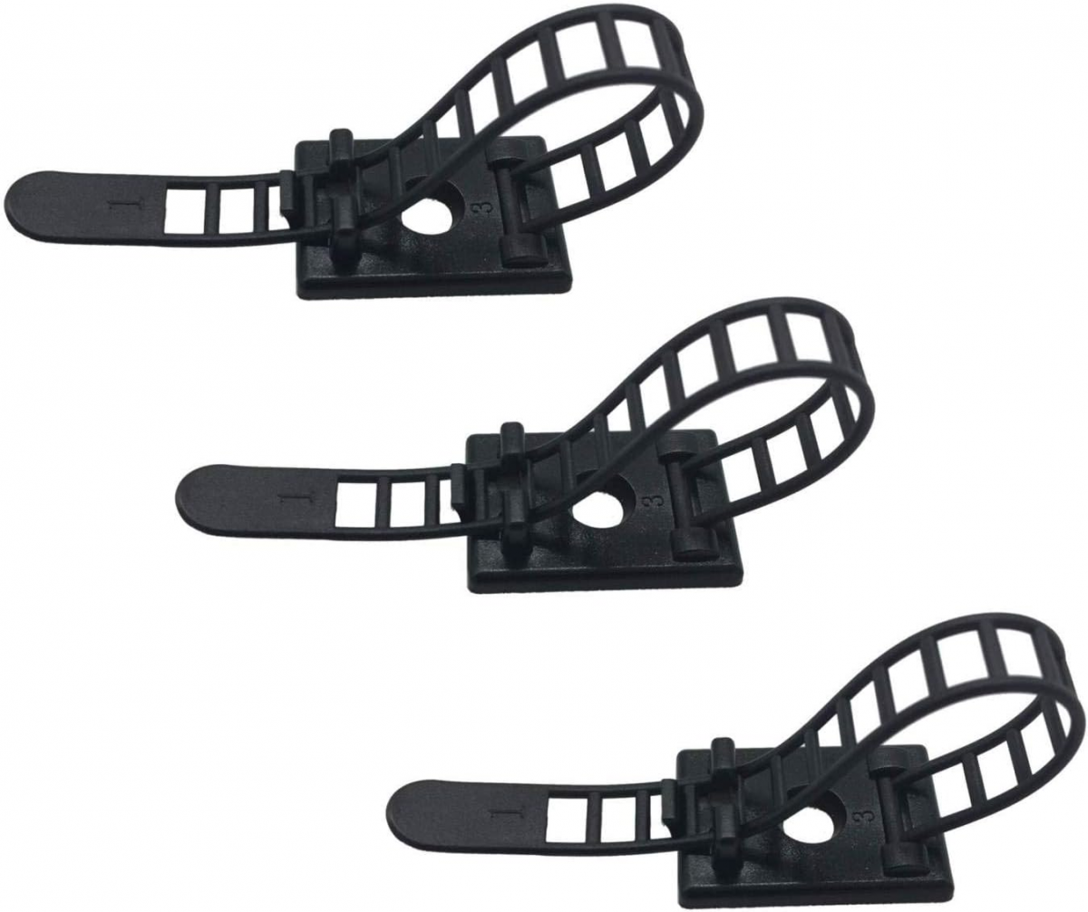 Lot de 25 attaches de câble adhésives en nylon réglables avec fixation ...