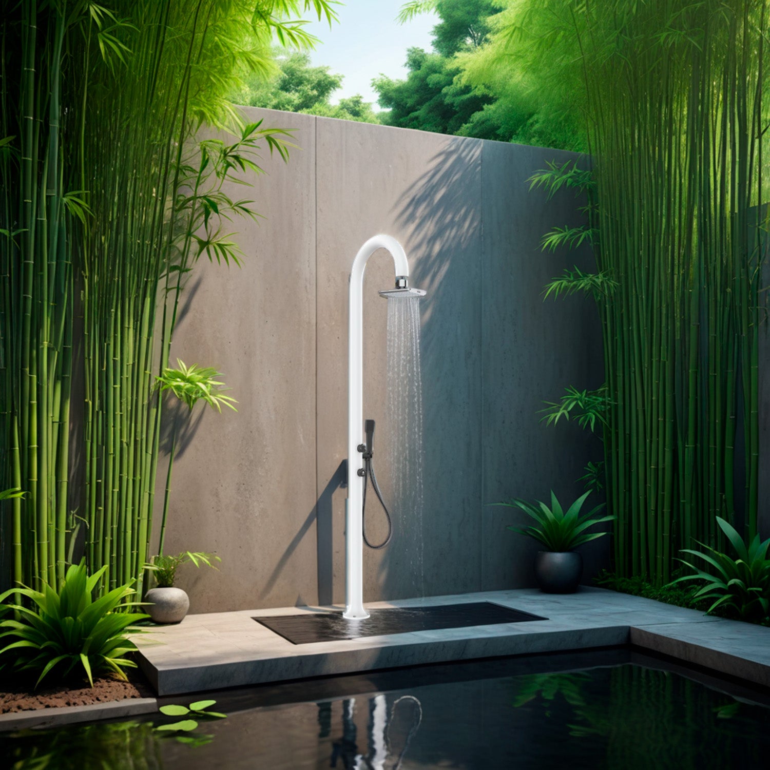 Ducha Led Aluminio Blanco Con Sined Luna Alu d Ducha Exterior Led ...