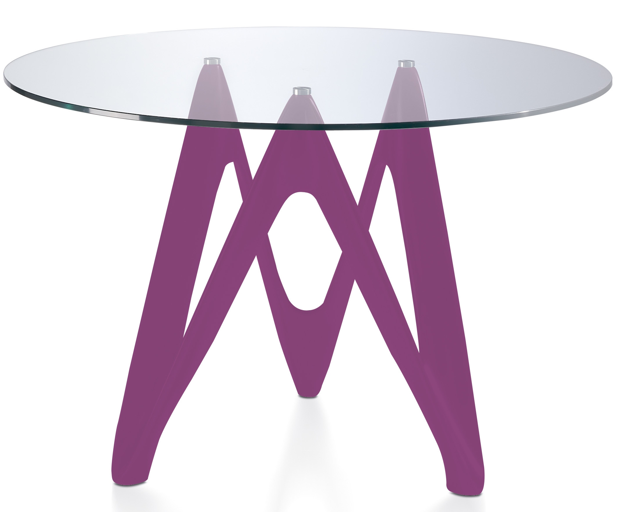 Table ronde plateau verre et pied fibre de verre laqué fuchsia Perla ...