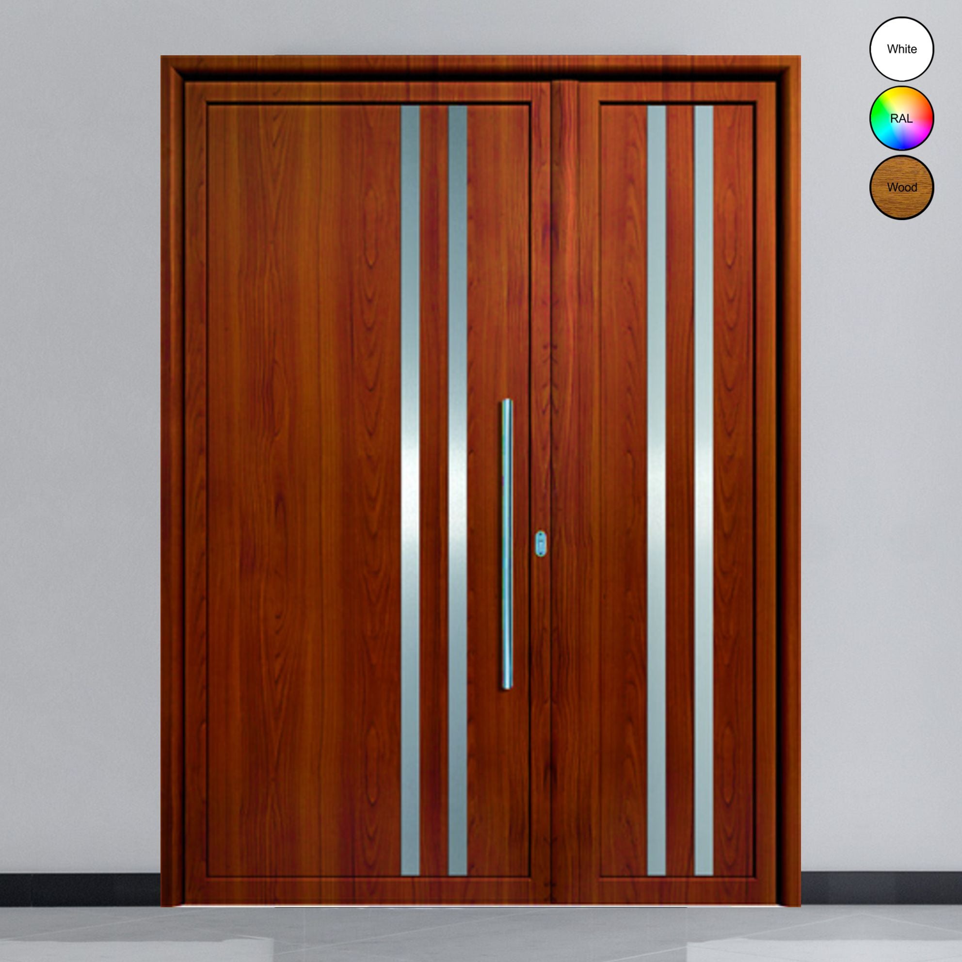 Porte d'entrée en aluminium INOX 6006-6406 Sapelli ( L.: 160 cm x H ...