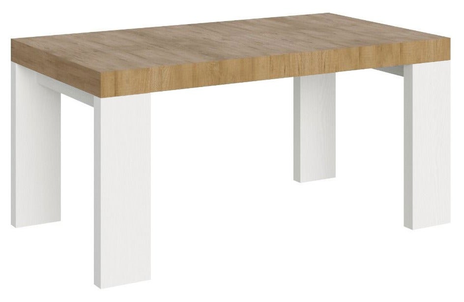 Table rectangulaire extensible bois naturel et blanc 160 à 420cm Ribo ...