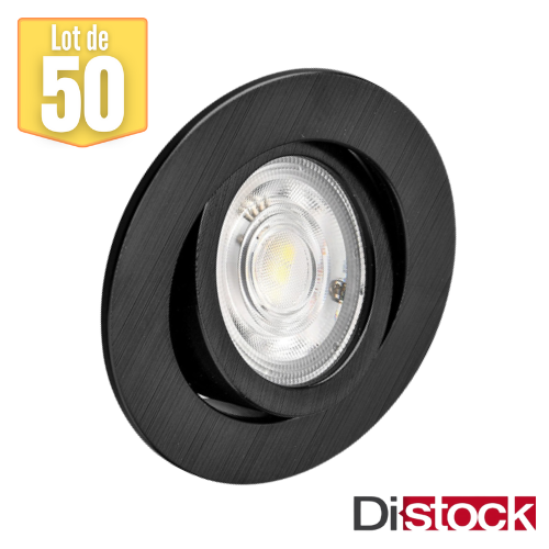Lot de 50 spots LED encastrables 3en1 rond noir 7W IP20 | Leroy Merlin