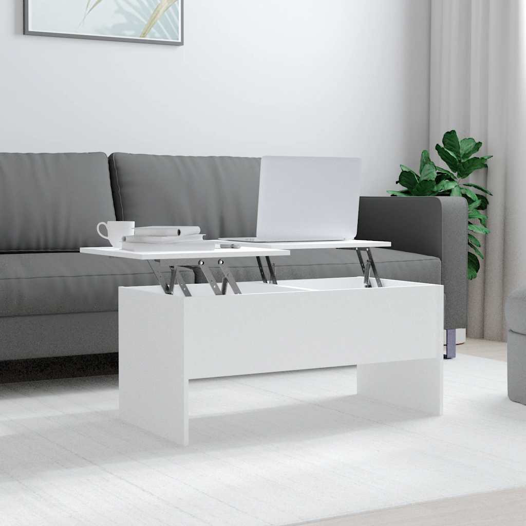 Table basse Blanc 102x50,5x46,5 cm Bois d'ingénierie | Leroy Merlin