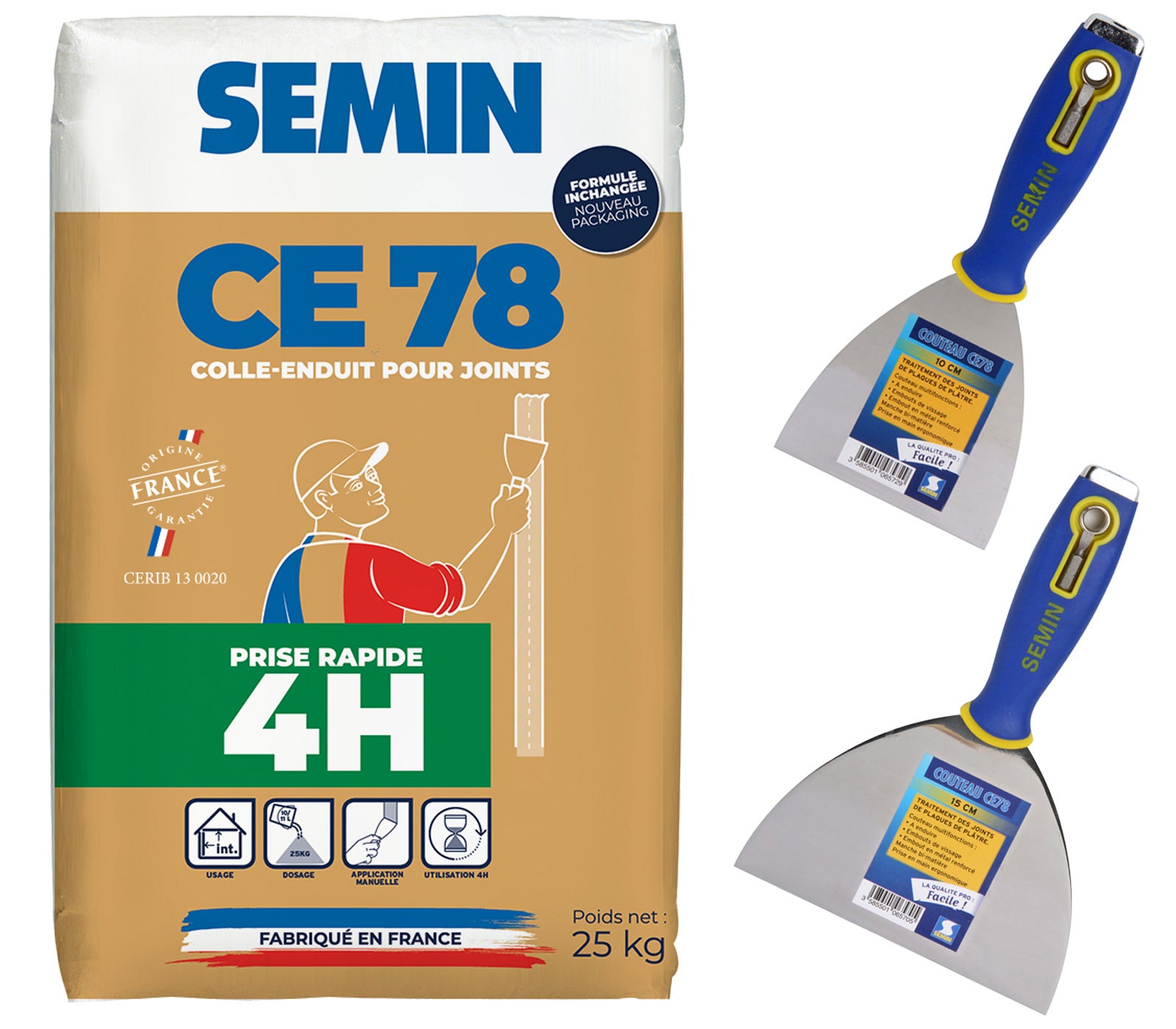 Enduit pour réaliser les joints de plaques de plâtre CE 78 Rapide Semin ...