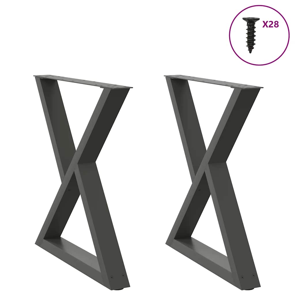 Patas para mesa de comedor (2 unidades), antracita, 70 x (72-73,3) cm ...