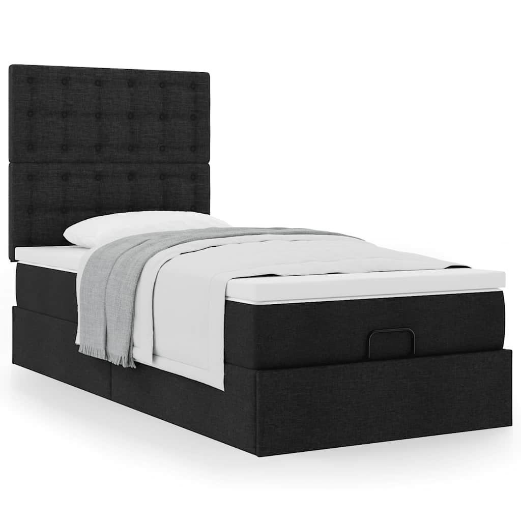 Lit simple | Lit adulte | Cadre de lit ottoman avec matelas noir 90x190 ...