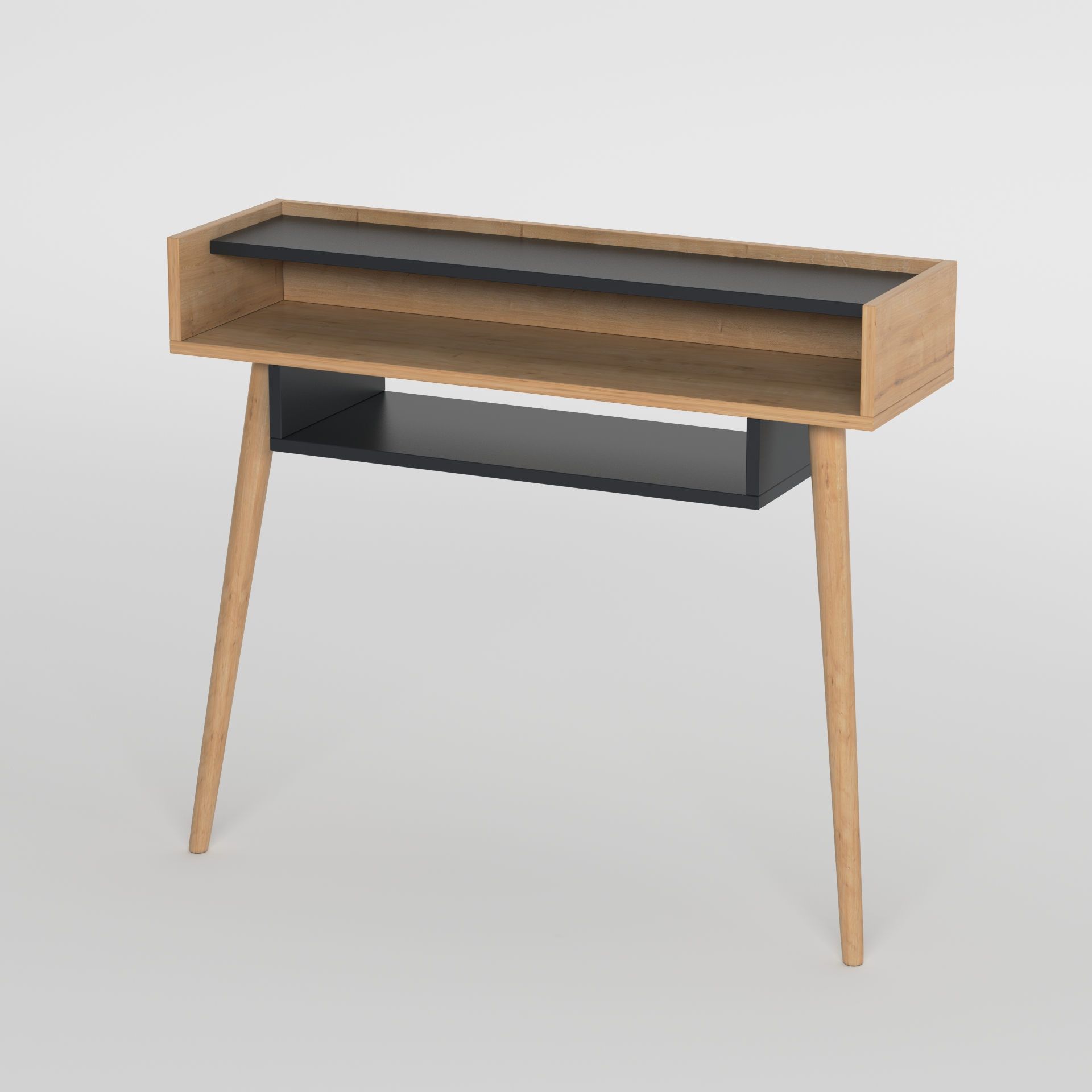 Console 2 étagères Tyler 100cm Bois Chêne clair et Anthracite | Leroy ...
