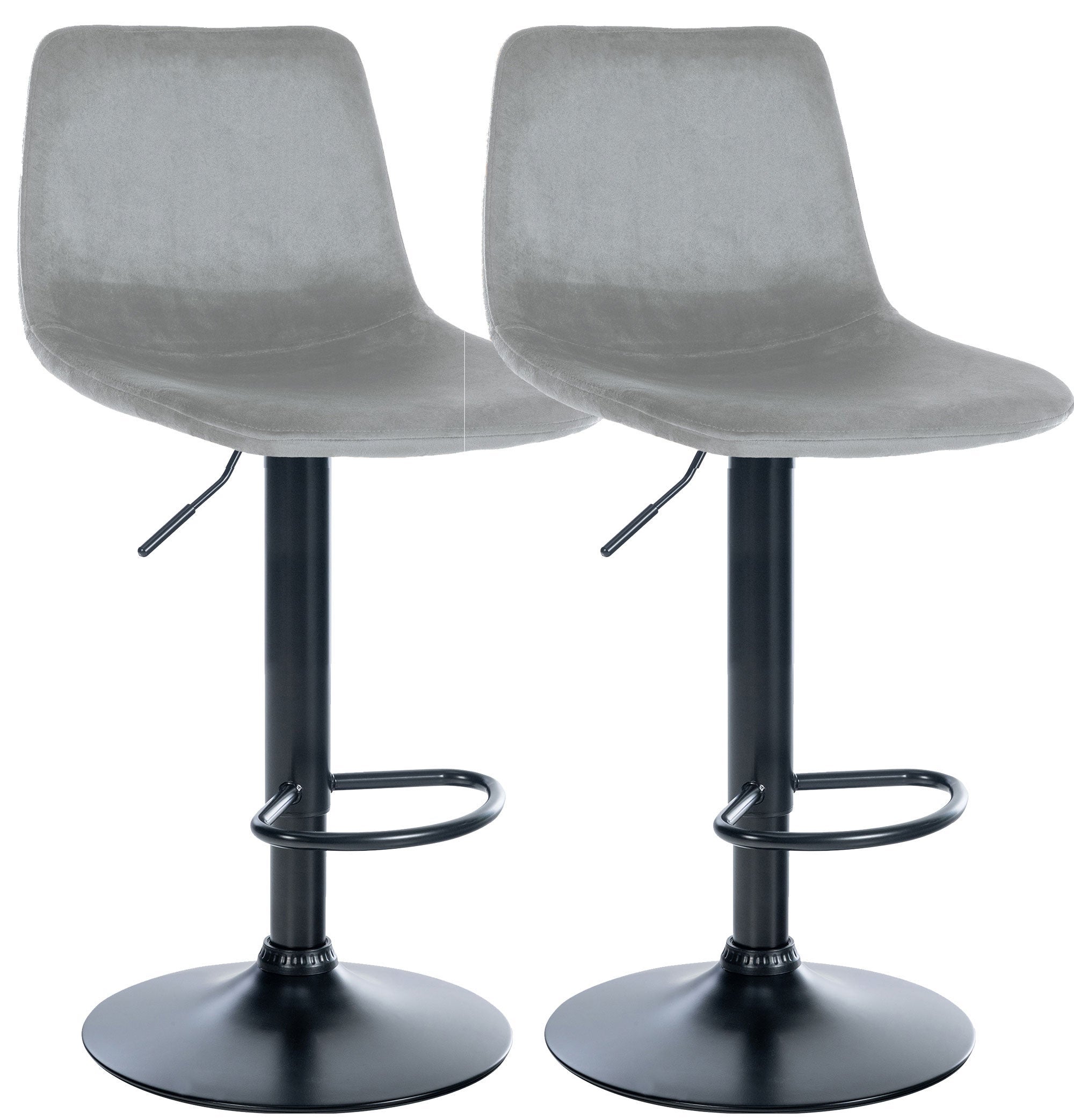 Set de 2 tabourets de bar repose-pieds en métal noir confortable en ...