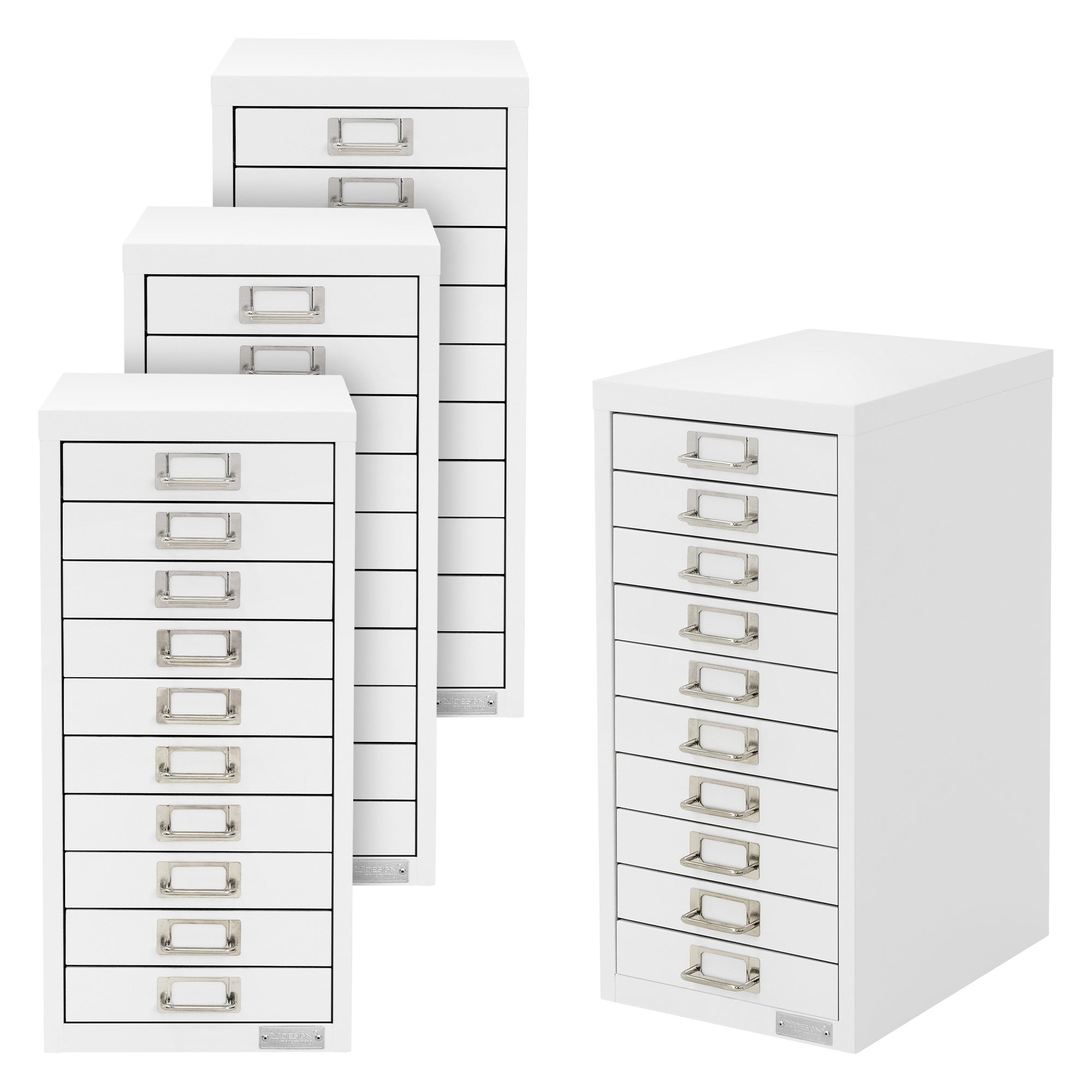 Set de 4 armoire à dossiers avec 10 tiroirs en métal blanc classeur ...