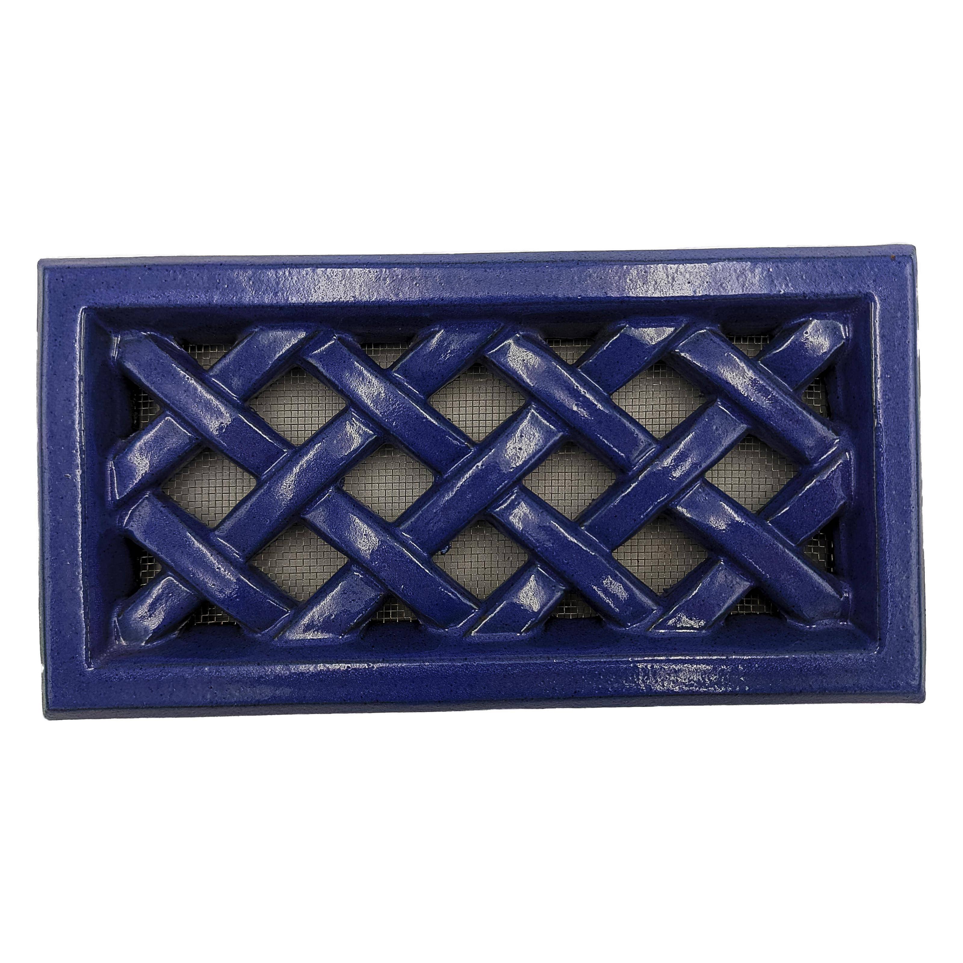 Grille d’aération Claustra terre cuite - 13x24 cm (Emaillée bleu ...