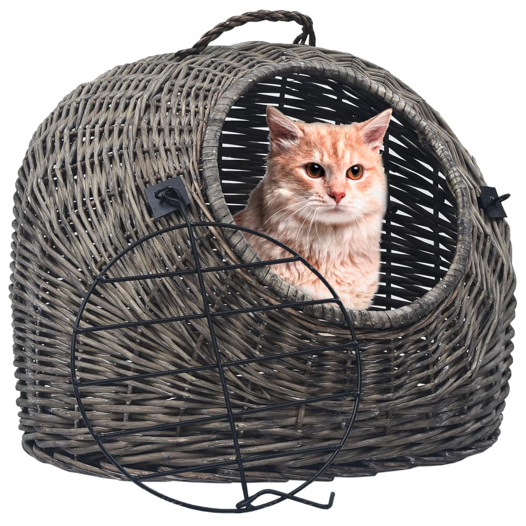 Cage de transport pour chats Gris 50x42x40 cm Saule naturel | Leroy Merlin