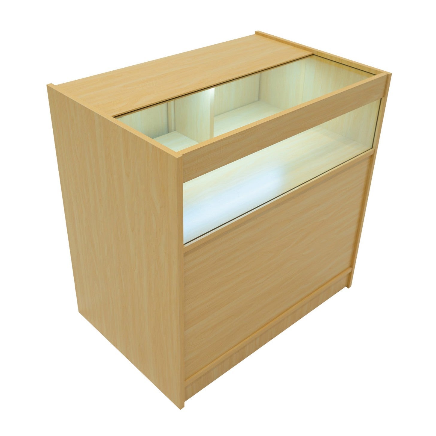 Comptoir de Vente en MDF Érable LED Blancs Intégrés B900 3 Étagères ...