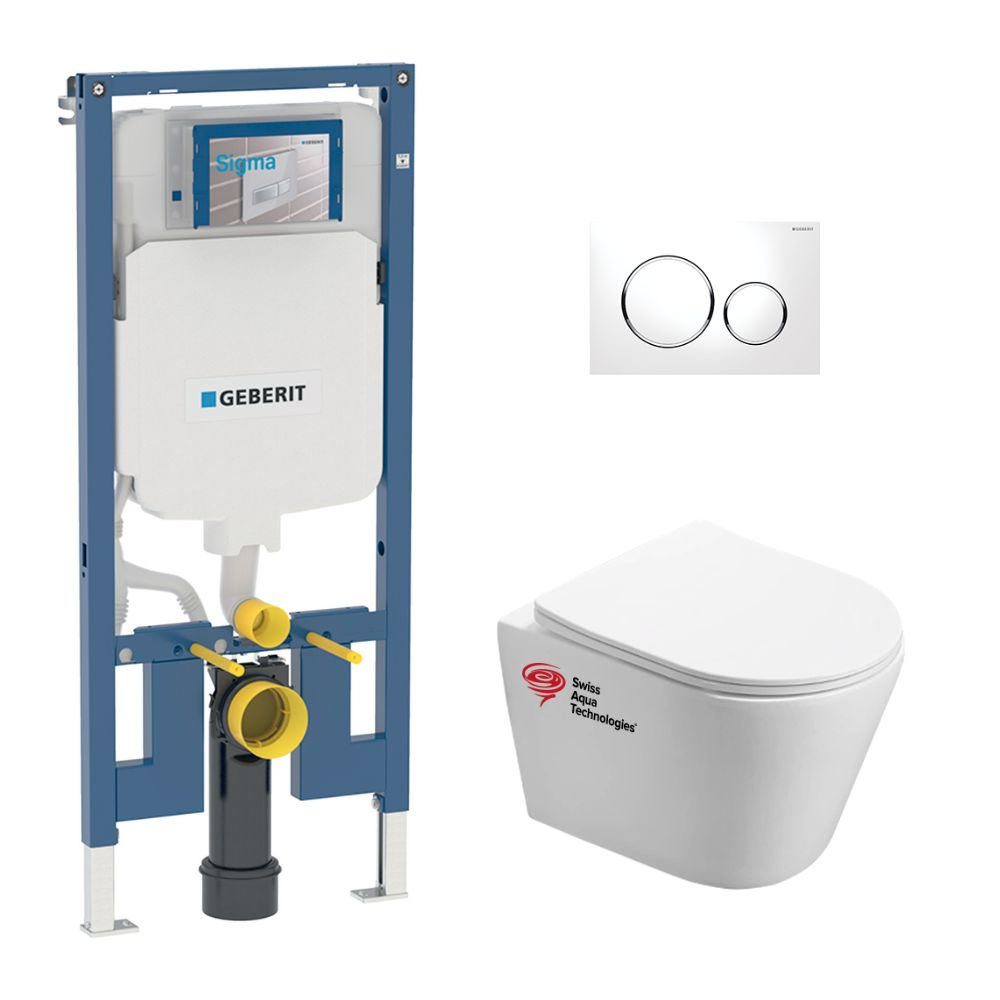 Pack WC Bati-support Geberit + WC Swiss Aqua Technologies sans bride ...