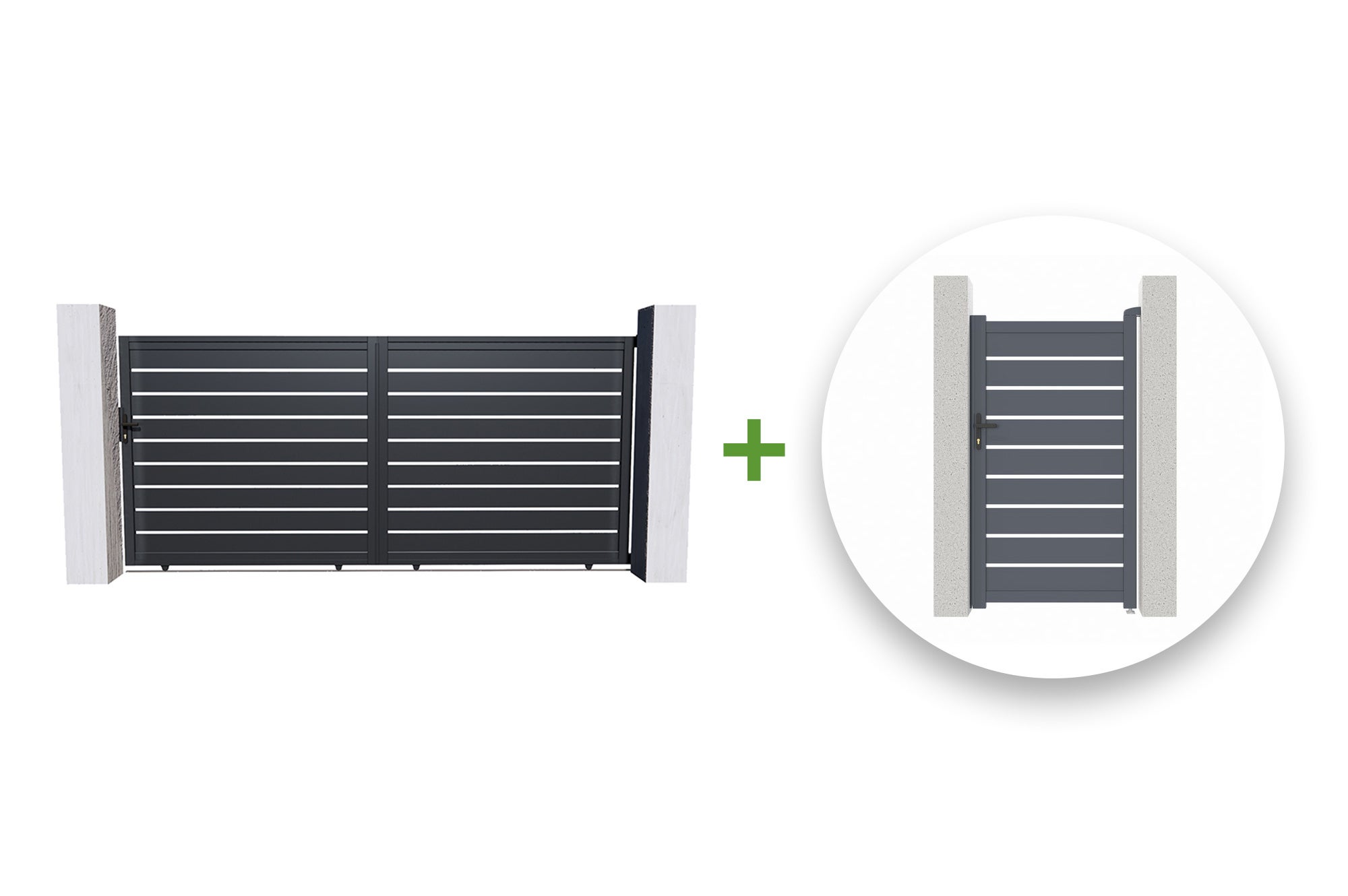 Pack puerta corredera 3m VOGEL 300C180 + puerta peatonal VOGEL 100P180 ...