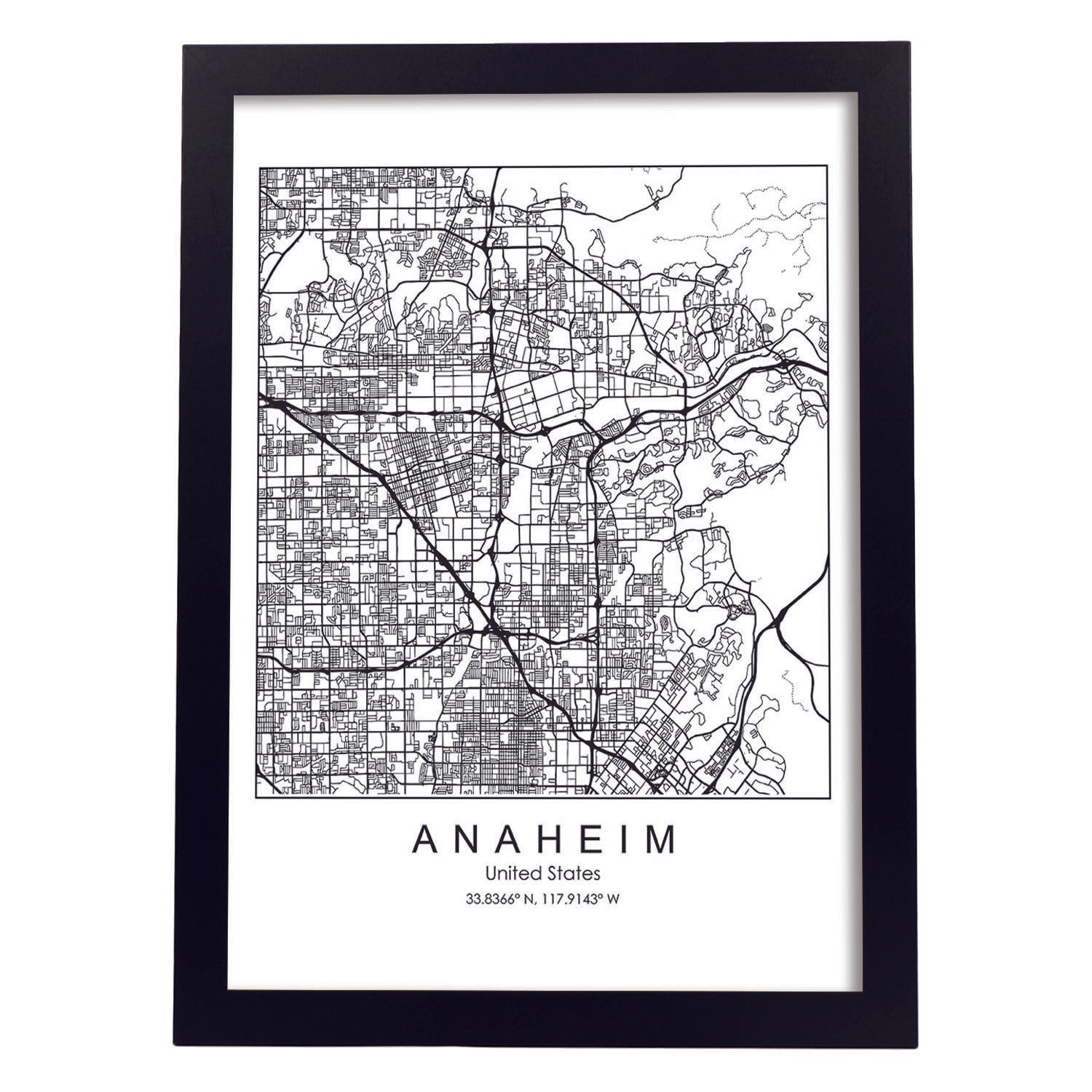 Poster Con Mapa De Anaheim. Lámina De Estados Unidos, Con Imágenes De ...