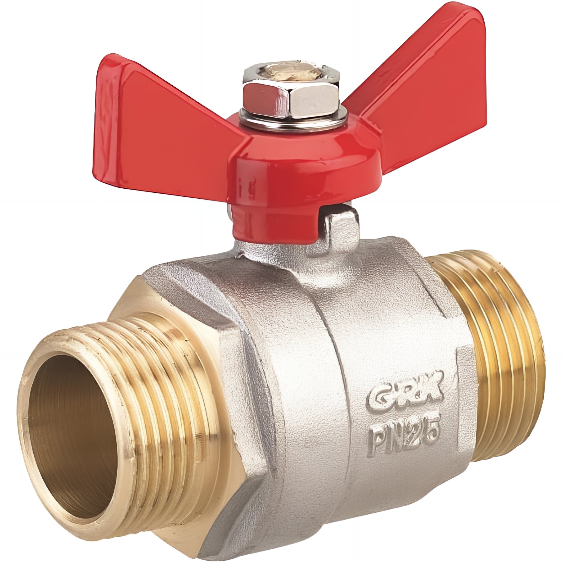 Válvula de cierre con mango mariposa doble bola macho diámetro 1/2 ...