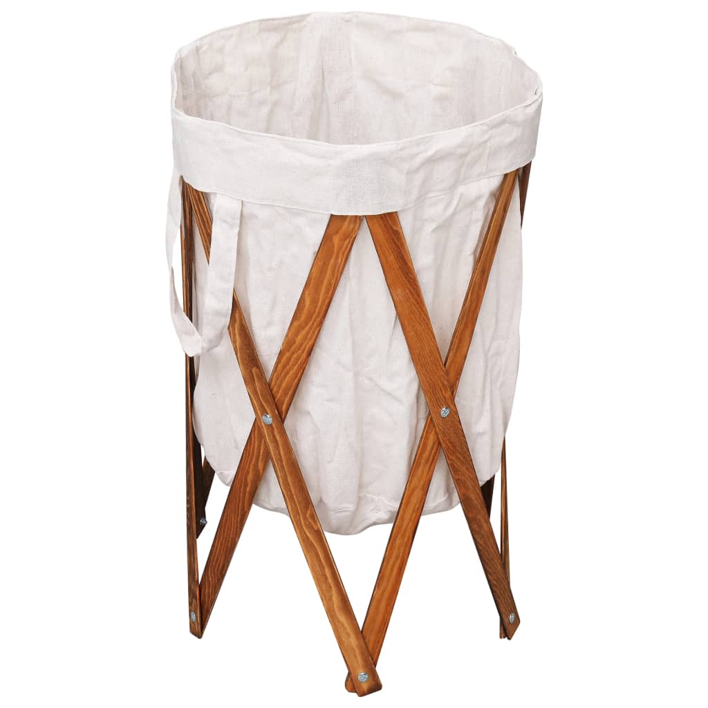 Cesta de ropa plegable de madera y tela color crema - COMFORTXL | Leroy ...