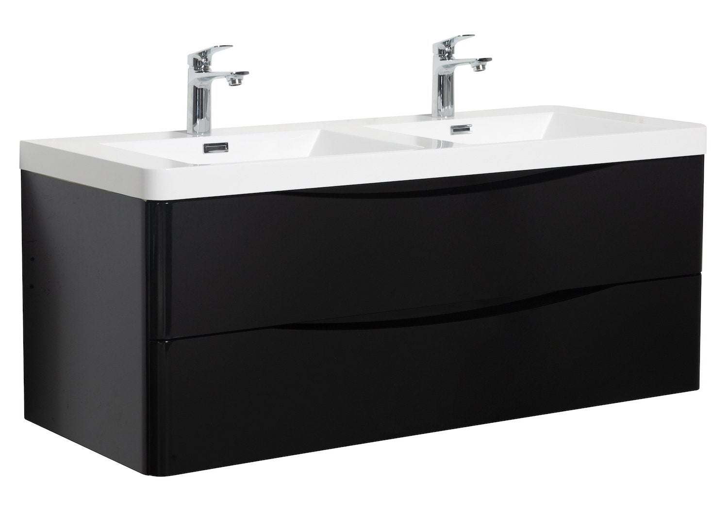 Meuble de salle de bain Vienna 120 cm lavabo Noir brillant | Leroy Merlin