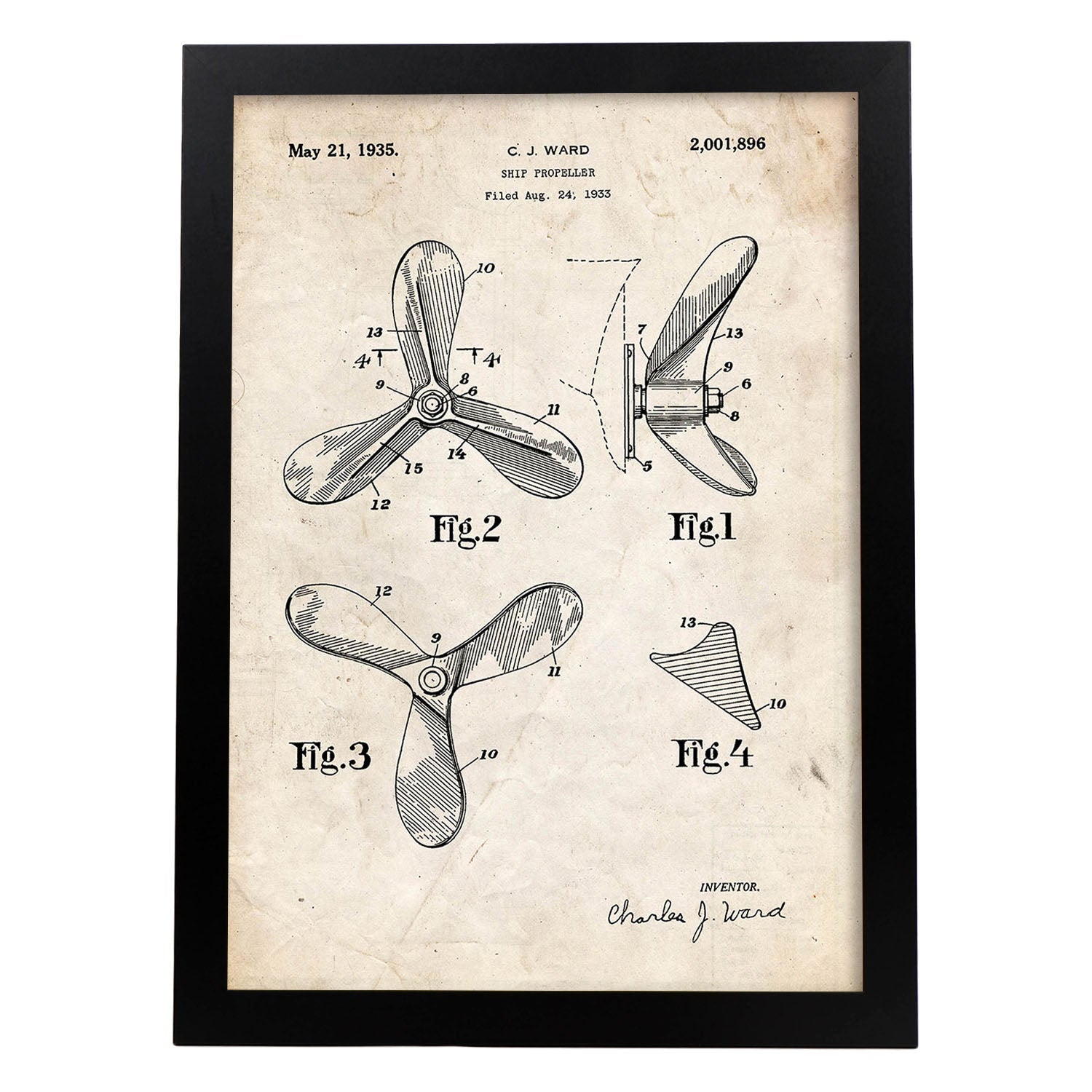 Boat Helice Patent Affiche. Perte Avec Une Vieille Conception De Brevet ...