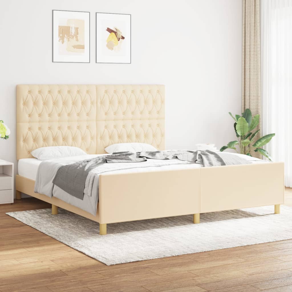 Estructura de cama con cabecero de tela color crema 180x200 cm | Leroy ...