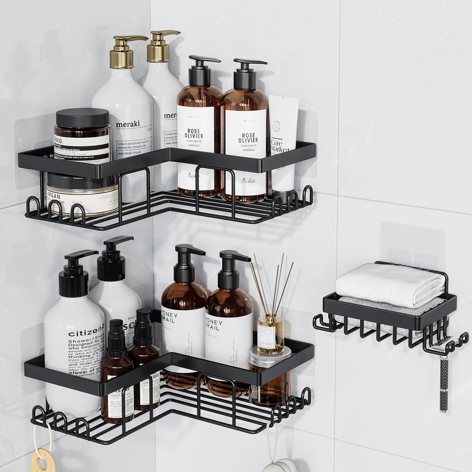 Etagere Douche Sans Percage 3 Pcs, Etagere Rangement,Accessoire Salle ...