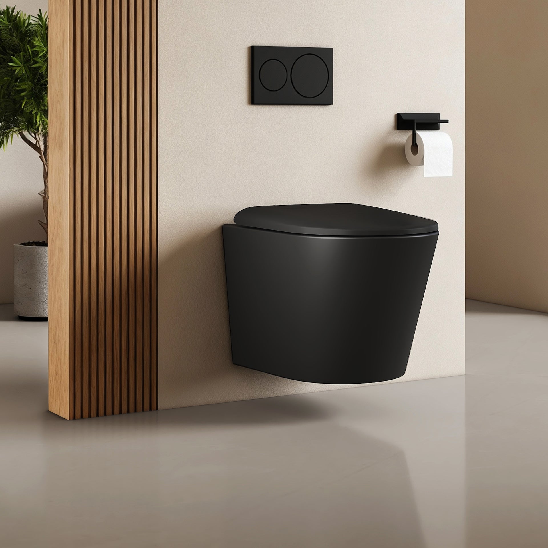 EMKE WC suspendu - Abattant Softclose - Noir mat - 49 x 36,5 x 36 cm ...