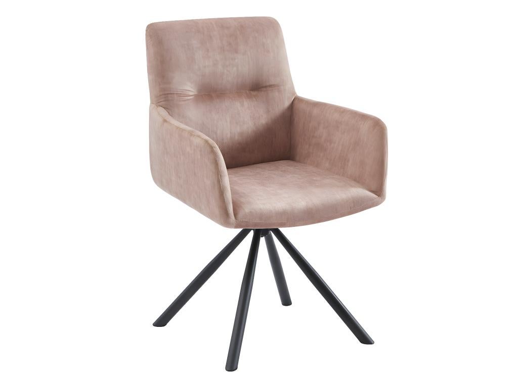 Chaise pivotante avec accoudoirs en velours et métal - Beige - GOZIA de ...