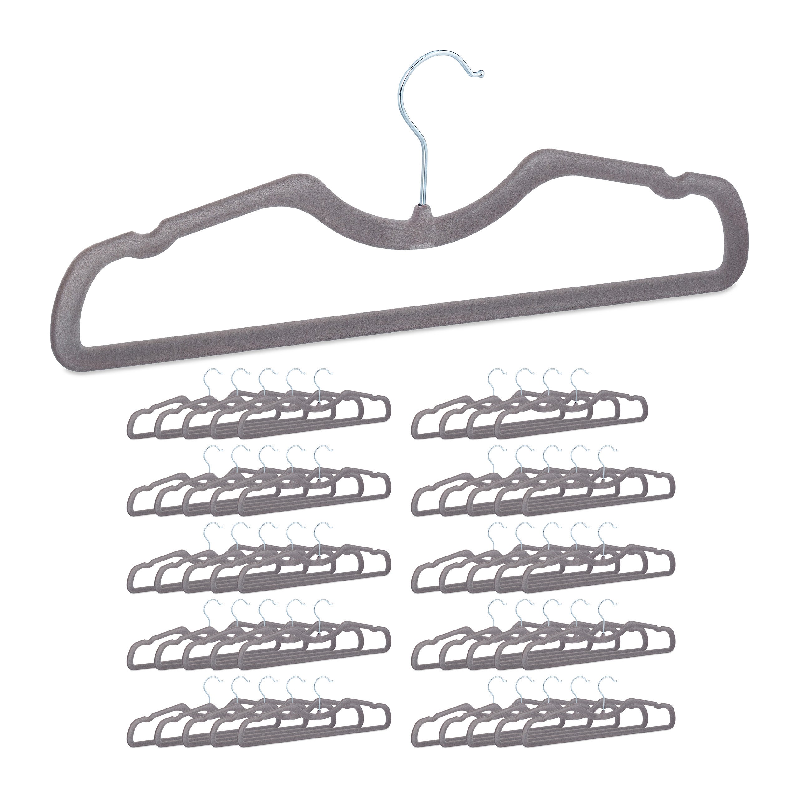 Relaxdays Perchas Terciopelo, Pack de 50, Antideslizantes, Ahorra ...