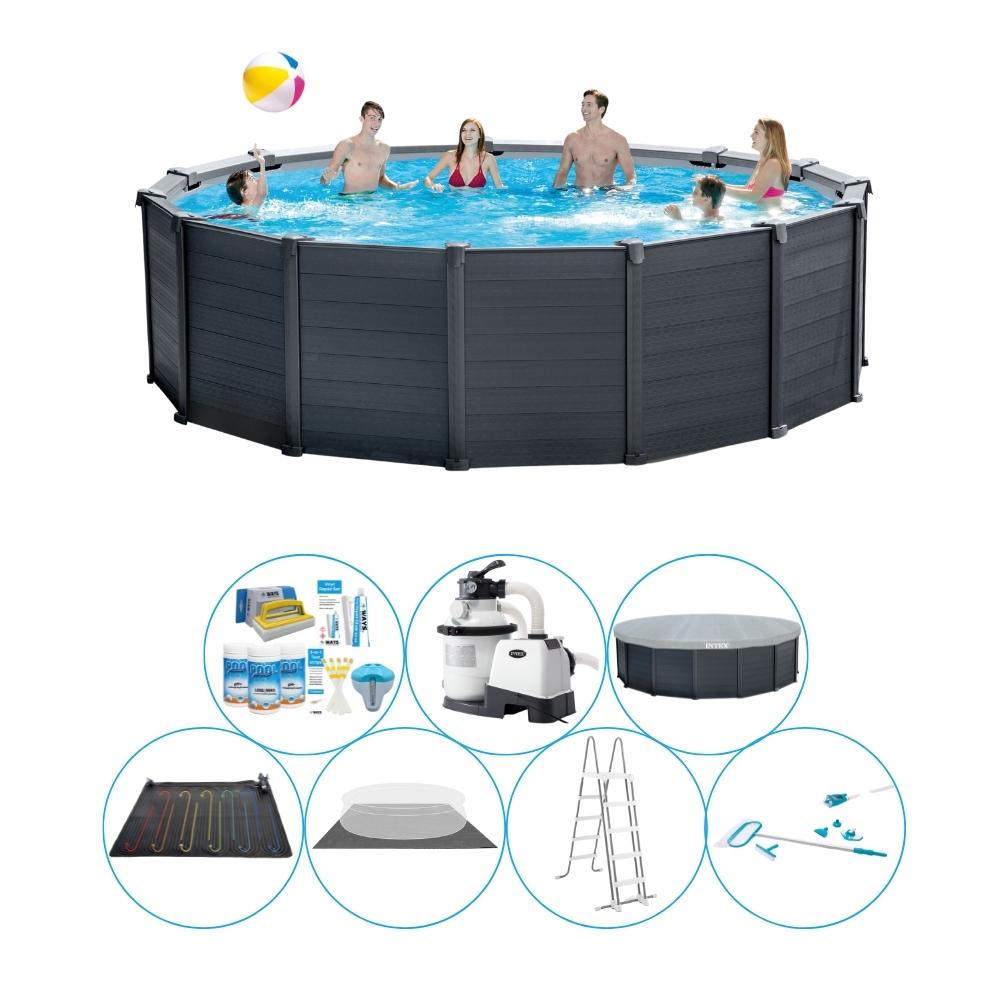 Intex Graphite Grey Piscine - 478x124 cm - Set d'avantage | Leroy Merlin