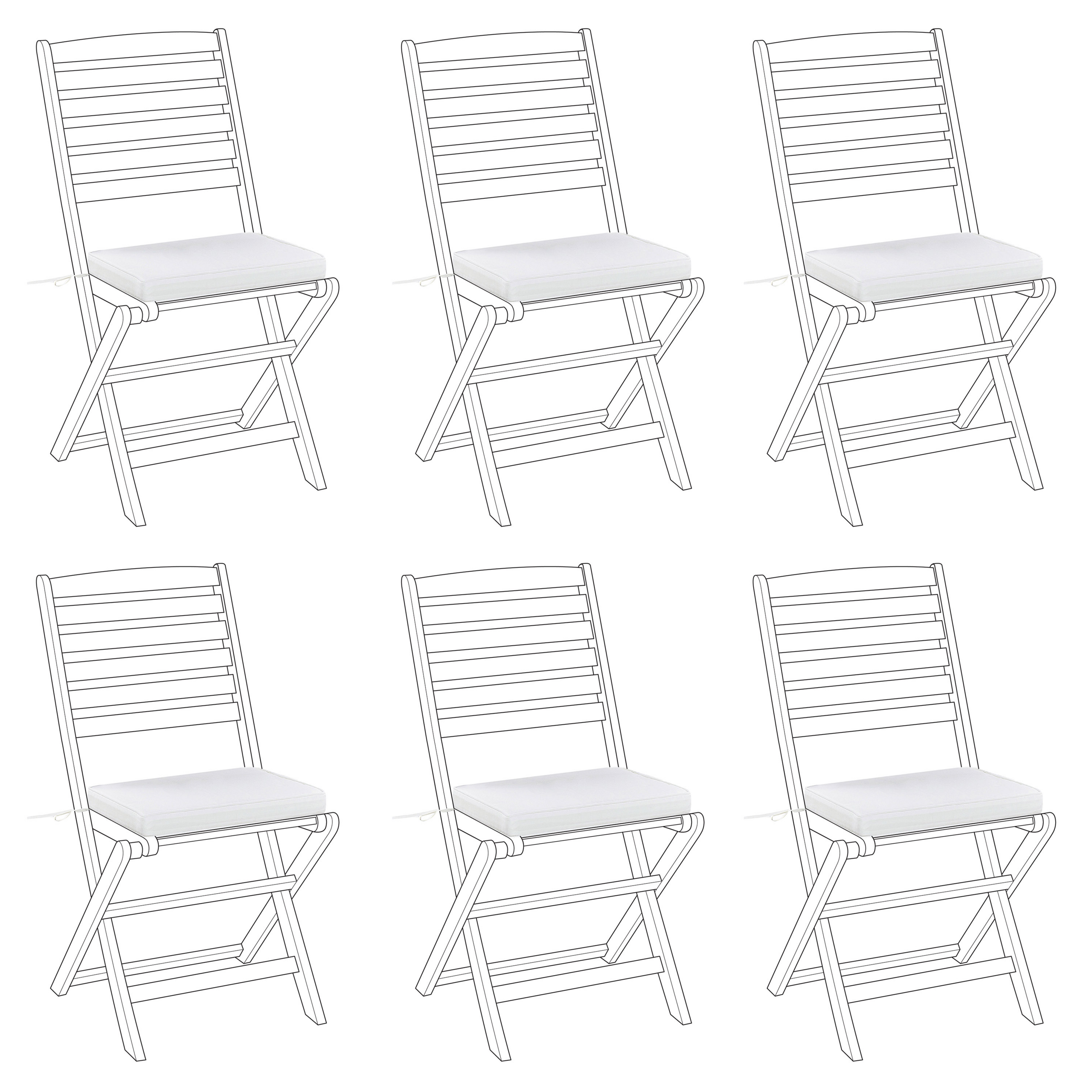 Beliani Conjunto de 6 cojines de asiento Liso TOLVE 39 x 31 cm Blanco ...