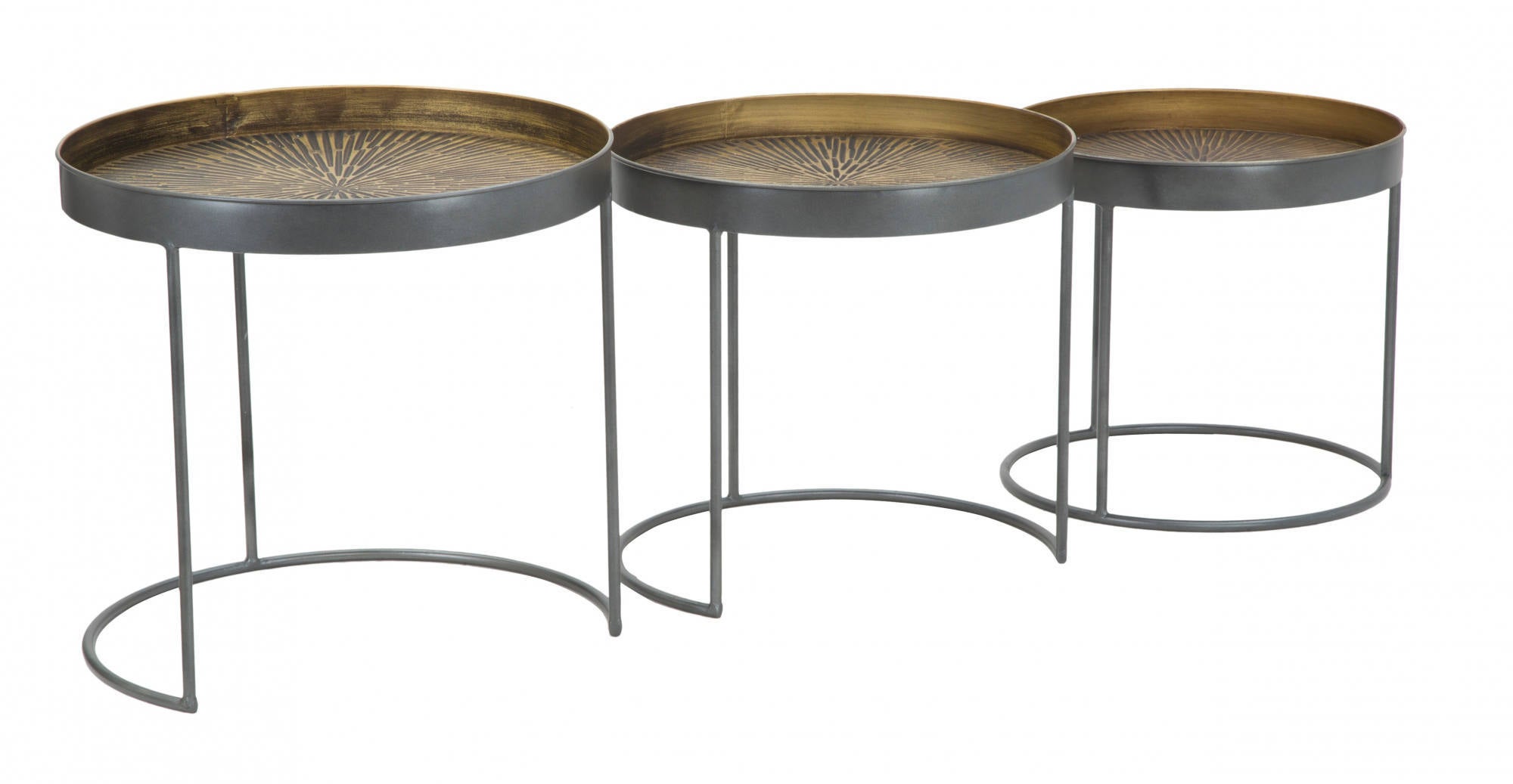 Trio de Tables Basses, Fer, Couleur Noir, Dimensions : 51 x 51 x 48 cm ...