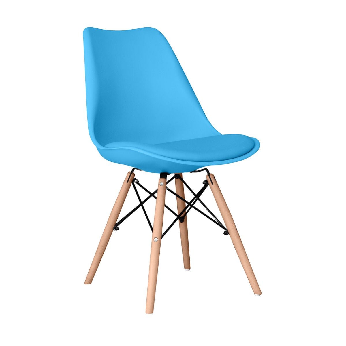 Silla Tower asiento acolchado estilo nórdico turquesa 82,5x48x54,5 cm | Leroy Merlin